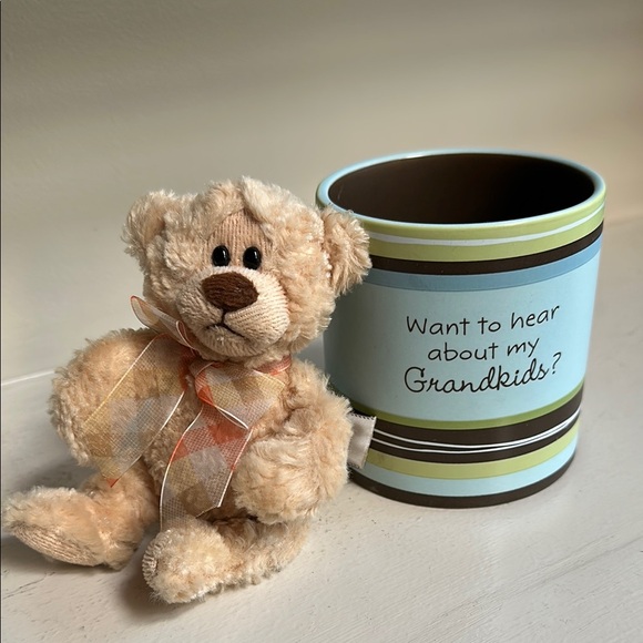 Hallmark | Dining | Hallmark Blue And Brown Striped Mug With Gund Mini ...